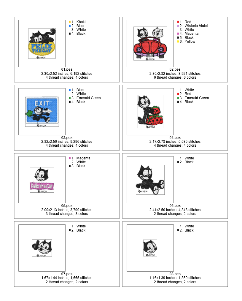 Felix El Gato Machine Embroidery-set Of 30 on Luulla